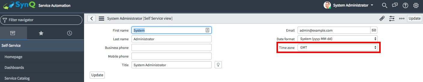 Set Up The ServiceNow Integration User And The GMT Time Zone set-up-the-servicenow-integration-user-and-the-gmt-time-zone