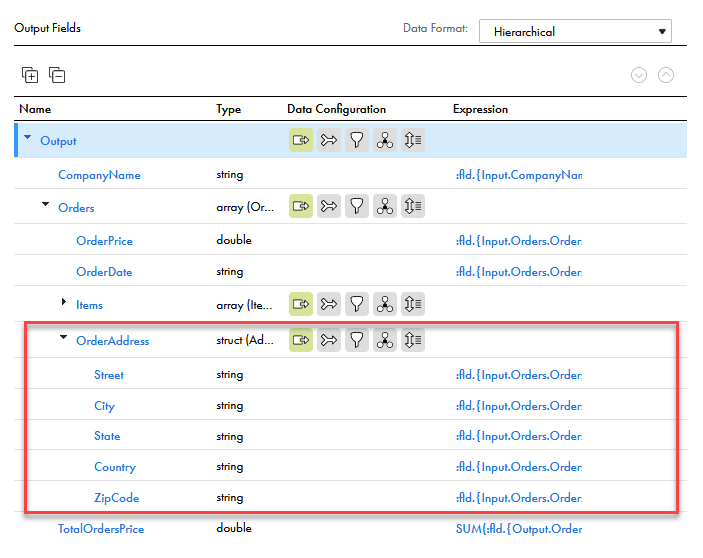Step 4. Create an output struct for the order address