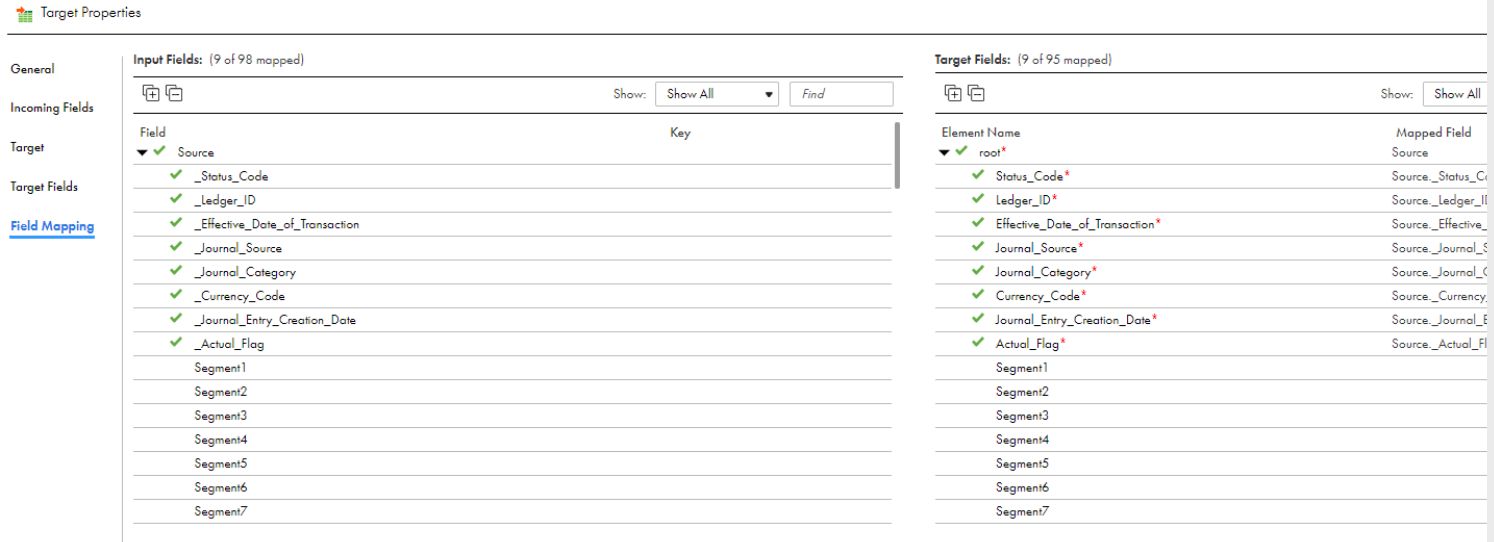 Target transformation mapping example