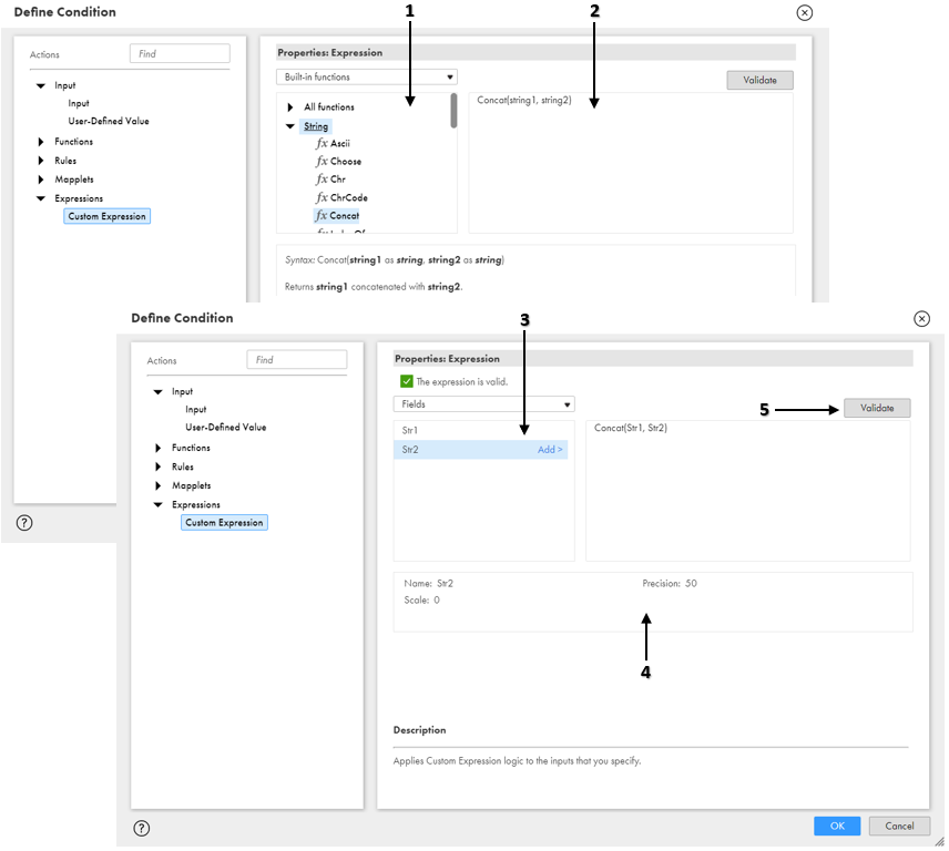 Custom expression configuration options