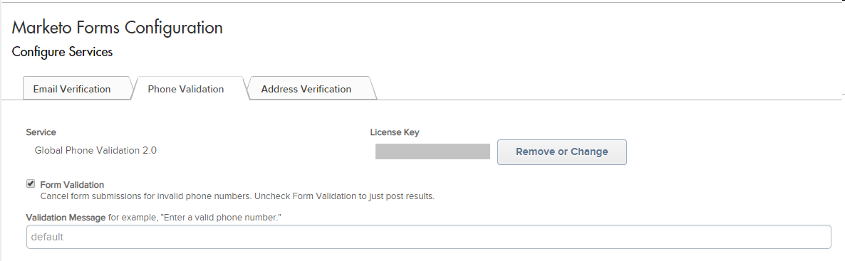 Phone Validation Preferences
